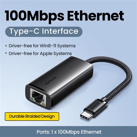 Jual FX UGREEN USB Type C To LAN RJ Adapter Ethernet Network Speed Mbps Shopee