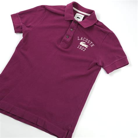 Lacoste Purple Polo Shirt Embroidered Logo ️size And Depop