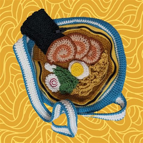Ramen Bowl Purse Crochet Pdf Pattern Noodles Noodle Soup Shoyu Ramens