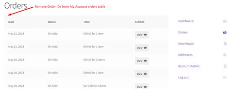 How To Remove Order ID Columns From My Account Orders In WooCommerce