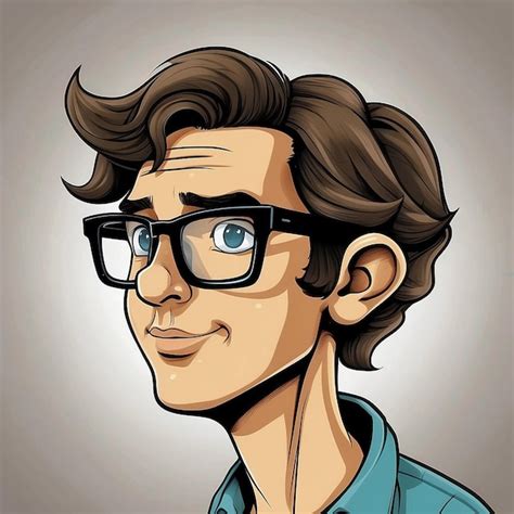 Hand Drawn Nerd Cartoon Character For Creative Projects Premium Ai