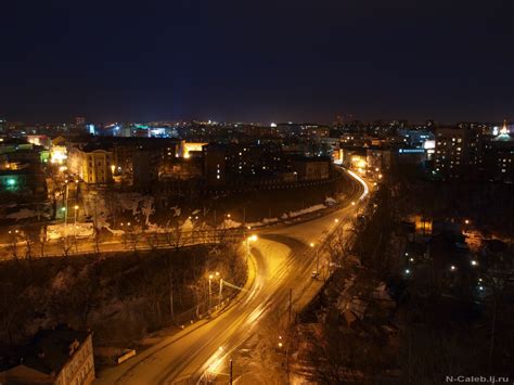 Ночной вид Нижнего Новгорода с высоты птичьего полета 