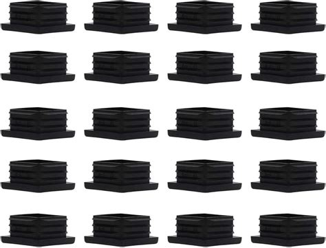 20pcs Square Plastic End Caps 40mm X 40mm Black Insert Plugs Anti Slip