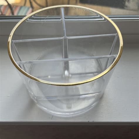 Clear Circle With Gold Detail Makeup Organizer From Depop
