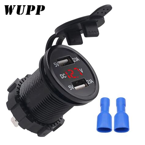 Wupp Car Charger Led Voltmeter Display Power Adapter Dual Usb Vehicle