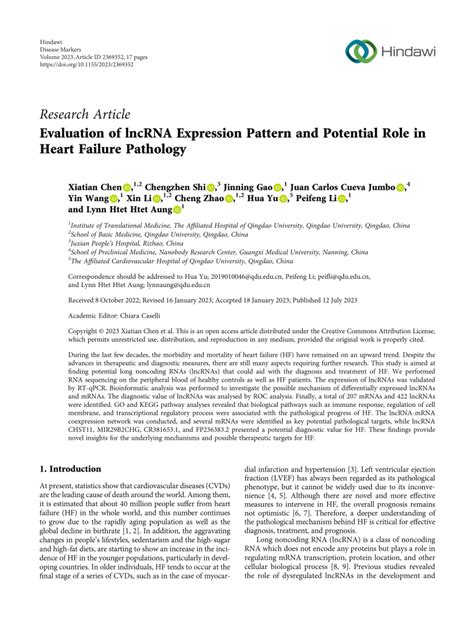 Pdf Evaluation Of Lncrna Expression Pattern And Potential Role In