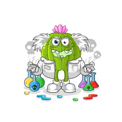 Premium Vector Cactus Mad Scientist Illustration Character Vector