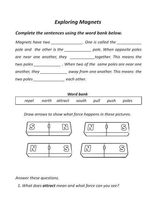grade 3 exploring magnets worksheet pdf