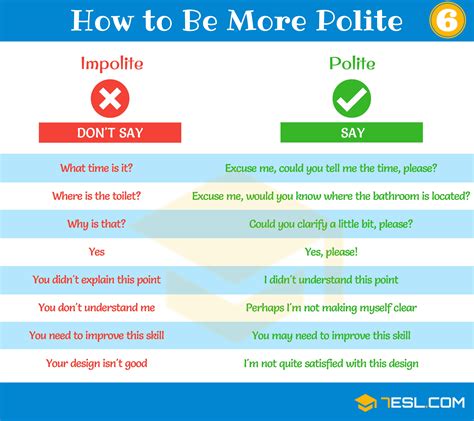 How To Be Polite Useful Phrases For Speaking Polite English 7ESL