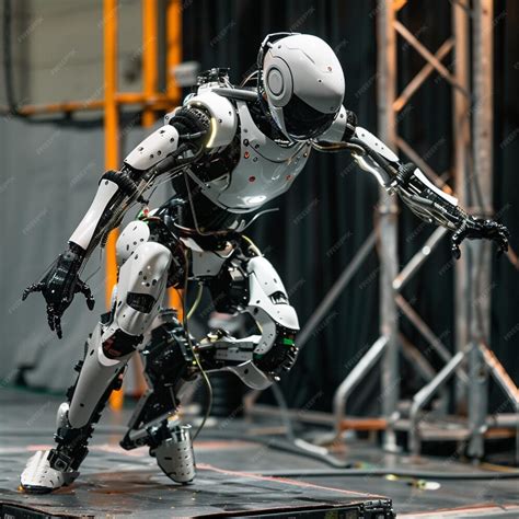 Humanoid Robot Learning To Navigate An Obstacle Course Premium Ai Generated Image