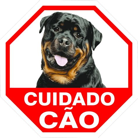 Placa De Advertência E Cuidado Cão Bravo Para Rottweiler Placa Cão Bravo Já Furo Para