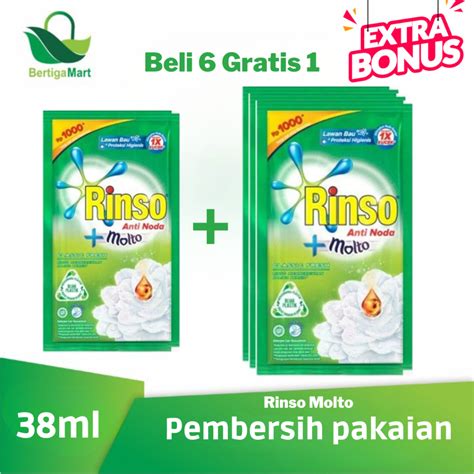 Jual Rinso Molto Anti Noda Classic 38 Ml Cair Isi 6 Sachet Gratis 1