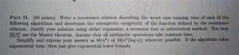 Solved Part Ii [80 Points Write A Recurrence Relation