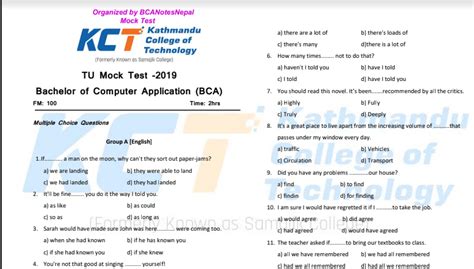 Bca Notes Nepal Mockup Exam Question With Answer Bca Notes Nepal