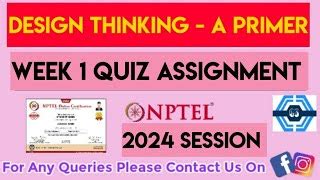 Design Thinking A Primer Week 1 Nptel Answers 2024 Nptel Nptel2024