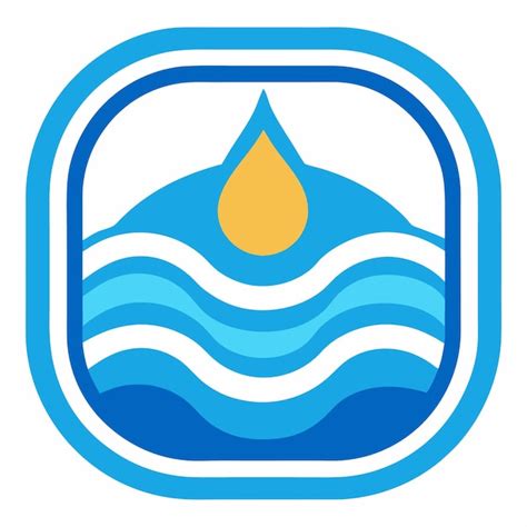 Blue And Yellow Abstract Design With A Water Drop And Wavy Lines Inside