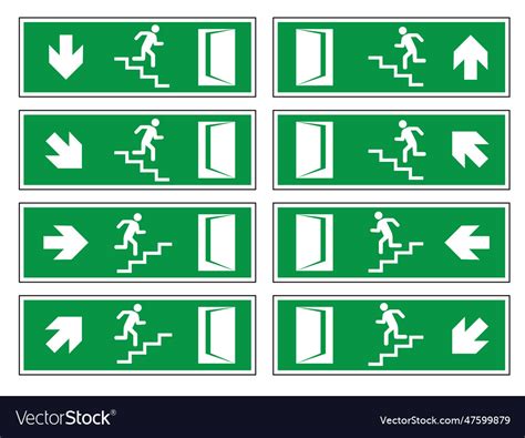 Emergency Exit Door Sign With A Human Figure Vector Image