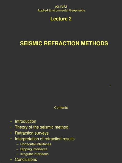 Lecture 2 Seismic Refraction Methods Pdf Seismology Refraction