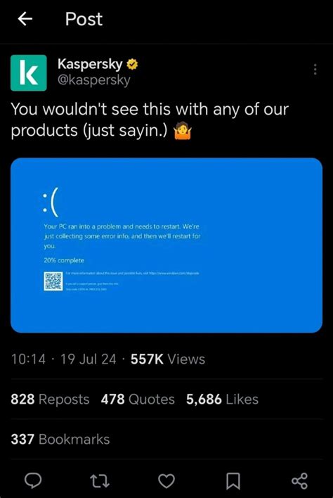 anshika katiyar on linkedin ouuchhh 😂😂 score kaspersky 1 crowdstrike 0