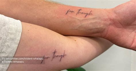 Fun Though Matching Lettering Tattoo For Couple