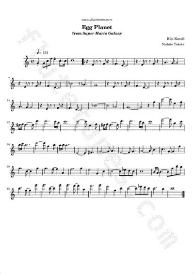 Egg Planet From Super Mario Galaxy K Kondō Free Flute Sheet Music