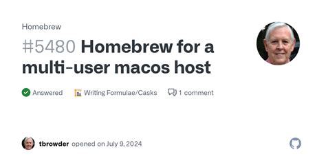 Homebrew For A Multi User Macos Host · Homebrew · Discussion 5480 · Github