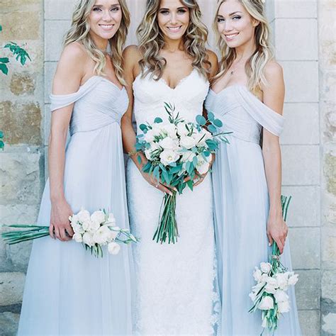 Pale Blue Bridesmaid Dress Mismatched Bridesmaid Dresses Chiffon Off