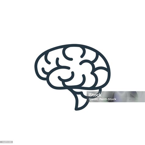 흰색 배경에 격리 된 뇌 벡터 아이콘 개요 웹 사이트 디자인 및 모바일 응용 프로그램 개발을위한 얇은 라인 뇌 아이콘 얇은 선