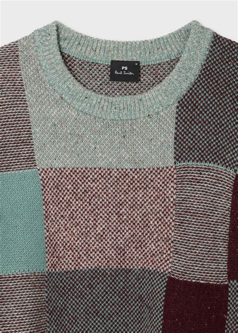 Mens Multicolour Patchwork Cotton And Wool Blend Sweater