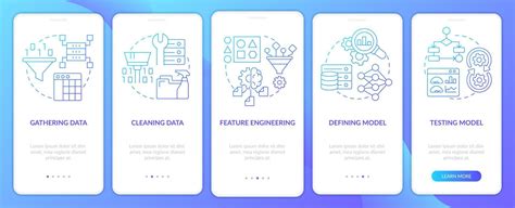 problem solving steps in ml blue gradient onboarding mobile app screen