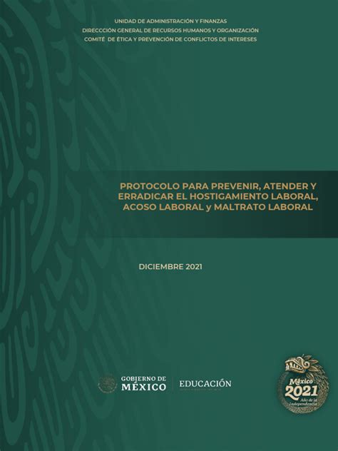 Protocolo Para Prevenir Atender Y Erradicar El Hostigamiento Acoso