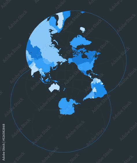 World Map Modified Stereographic Projection For The Pacific Ocean Futuristic World
