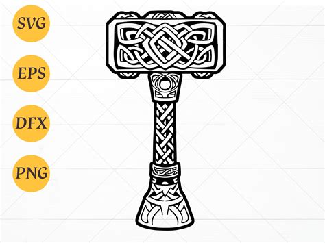 Mjölnir SVG Norse Viking Hammer Svg Cut File Thor s Hammer Black and