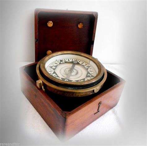 Baker Ships Compass In Original Wooden Box Circa 1875 Free