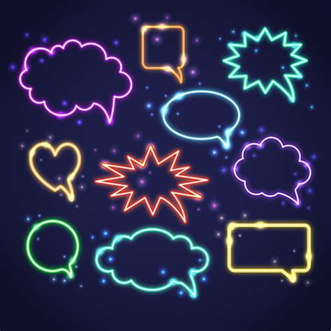 Premium Vector Collection Of Neon Speech Bubbles
