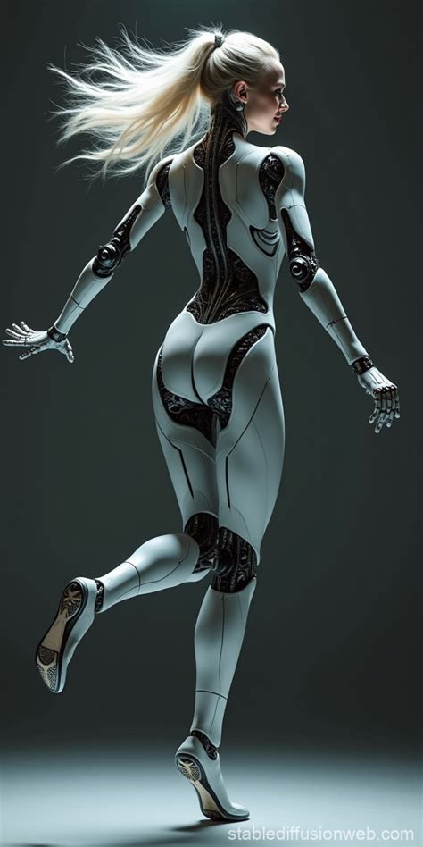 Feminine Robot In Dynamic Pose Stable Diffusion Online