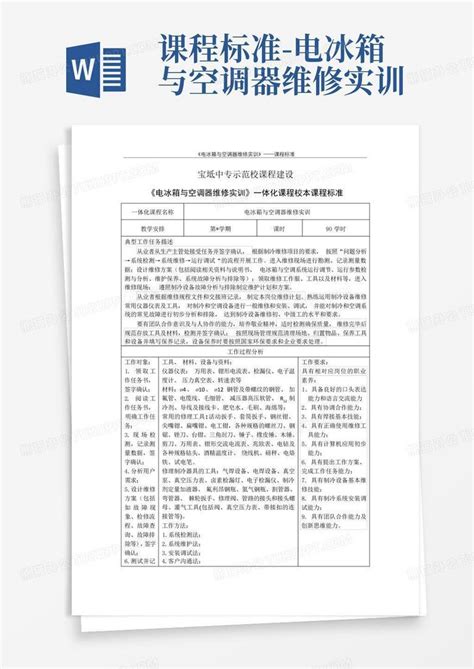 课程标准 电冰箱与空调器维修实训word模板下载编号qrprodjr熊猫办公