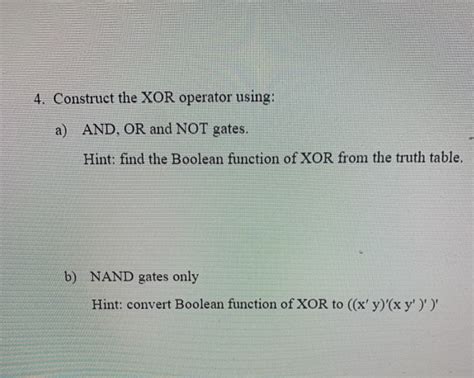 Solved Construct The XOR Operator Using A AND OR And Chegg