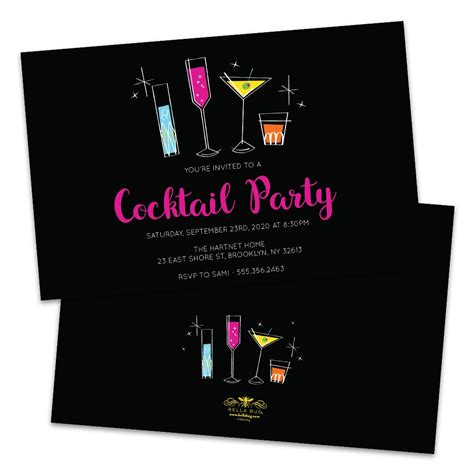 Retro Glasses Personalized Cocktail Party Invitation Bella Bug