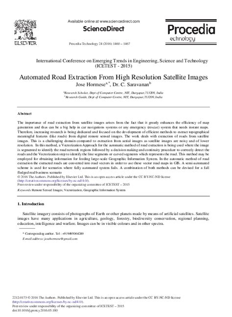 Pdf Automated Road Extraction From High Resolution Satellite Images
