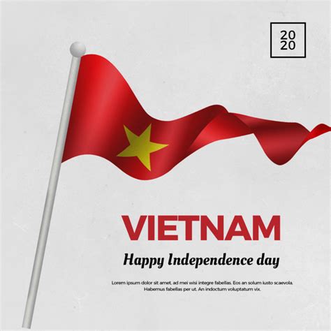 Simple Vietnam National Day Silk Flag Independence Day Template Psd