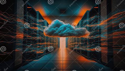 Cloud Technology Data Storage System White Cloud In Server Room