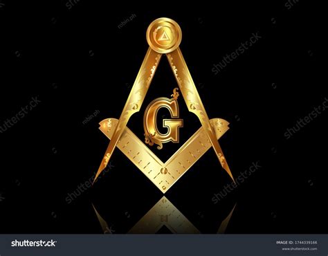 Gold Freemasonry Emblem Masonic Square Compass Stock Vector Royalty