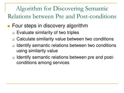 Ppt Discovering Semantic Relations Between Web Services Using Their Pre And Post Conditions