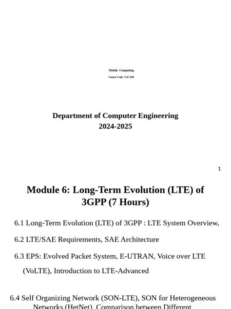1 A Module 6 Long Term Evolution Lte Of 3gpp Pdf High Speed