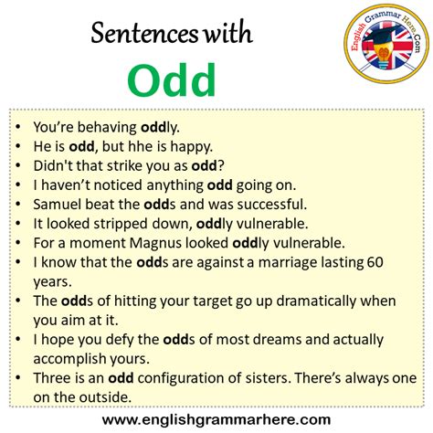 Sentences With Odd Odd In A Sentence In English Sentences For Odd
