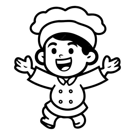 Chef Boy Cartoon Character Vector Illustration Cute Chef Boy Icon