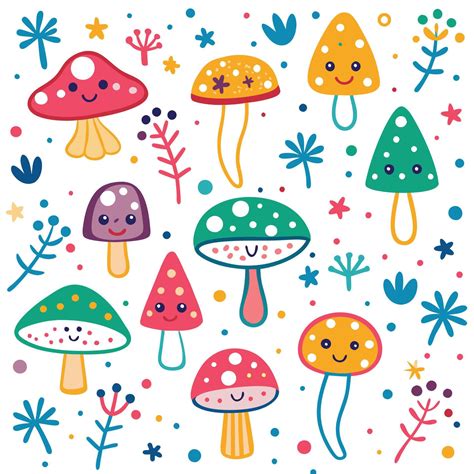 Illustration Of Cute Mushroom Pattern 53949089 Vector Art At Vecteezy