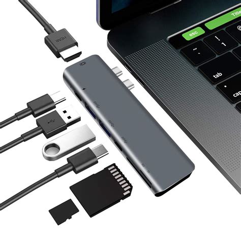 Multi Function In Dual Usb C Hub Type C Docking Grandado