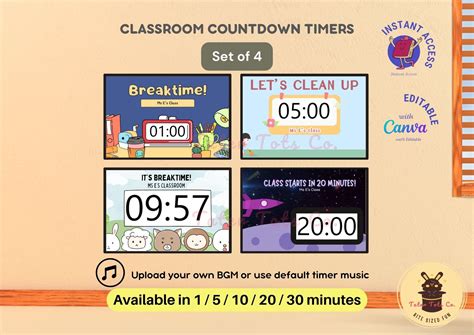 Classroom Countdown Timers 1 5 10 20 30 Minute Easy And Quick Canva
